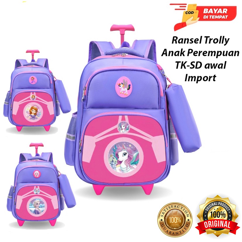 Jual Tas Troli Ransel Sekolah Paud-TK Anak Perempuan Karakter Unicorn Frozen Tas Ransel Troli ...