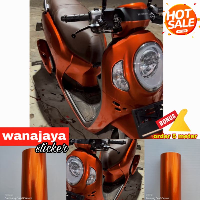 Jual stiker skotlet motor orange metalik candy / skotlet orange candy ...