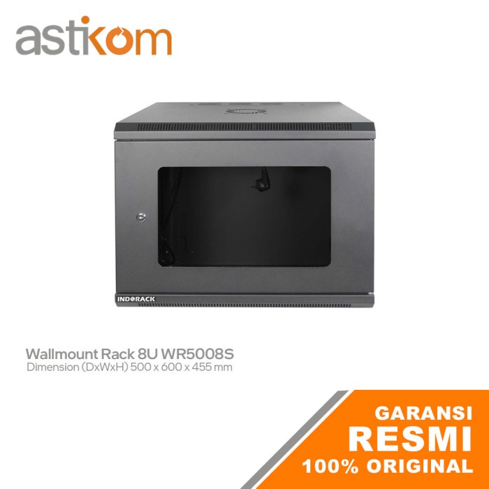 Jual Wallmount Rack 8U indorack WR5008S 19" Single Door Rak Server ...