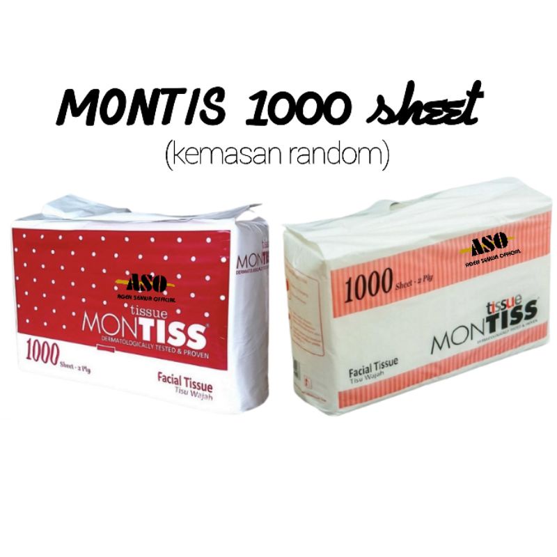 Jual Tisu Tissue MONTISS KILOAN 1000 + 100 sheets 2ply facial tisu ...