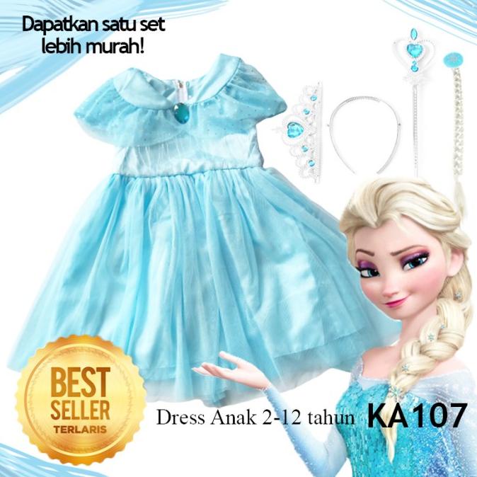 Jual Gaun Dress Baju Elsa Frozen Anak 2thn -12 tahun Disney Princess ...