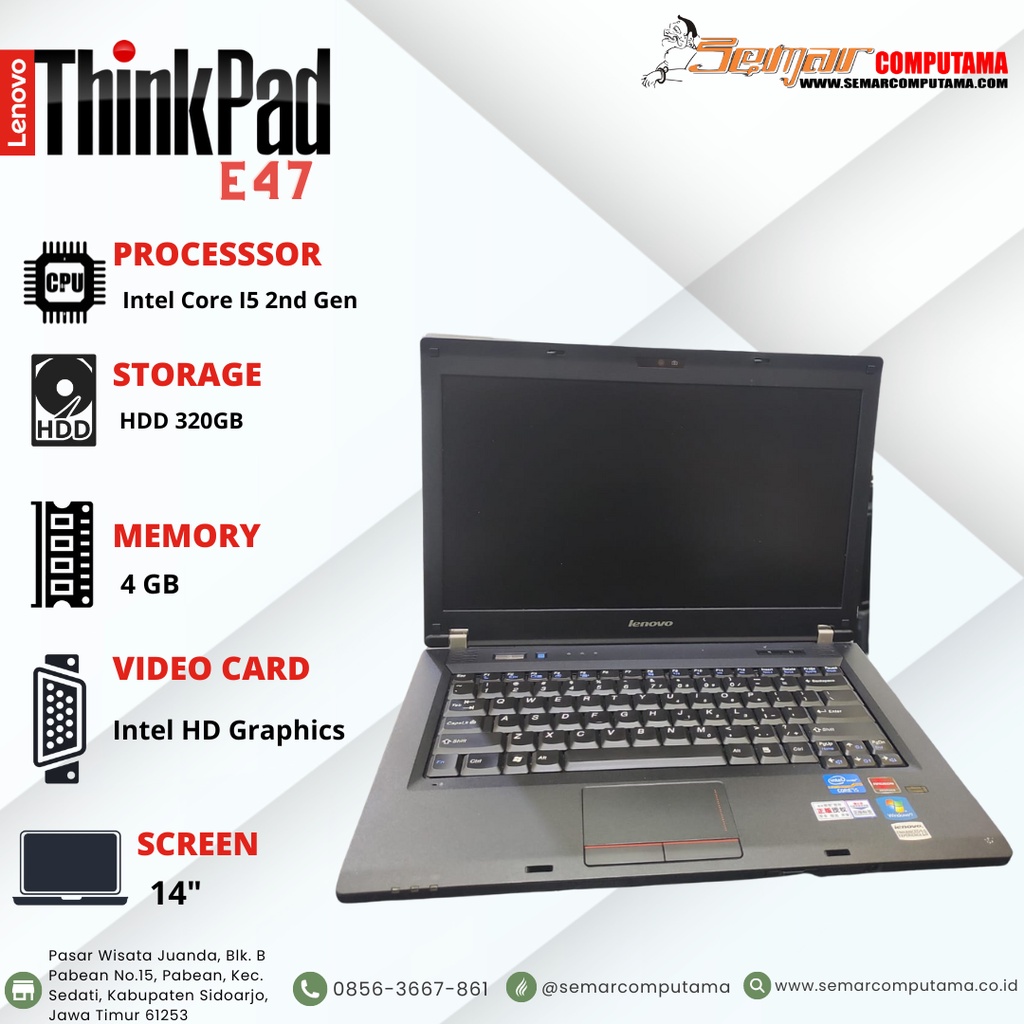 Jual Laptop Lenovo Thinkpad E47 Core i5 RAM 8GB SSD 256GB Super Murah ...