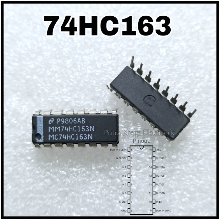 Jual ic TTL 74163 74HC163 dip 16p / SN74HC163N / HD74HC163P putr4n14 ...