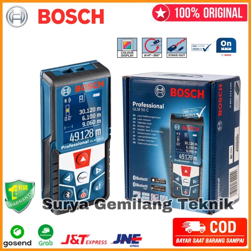 Jual Meteran Laser Digital / Range Finder Bosch GLM 50 C / Alat ...