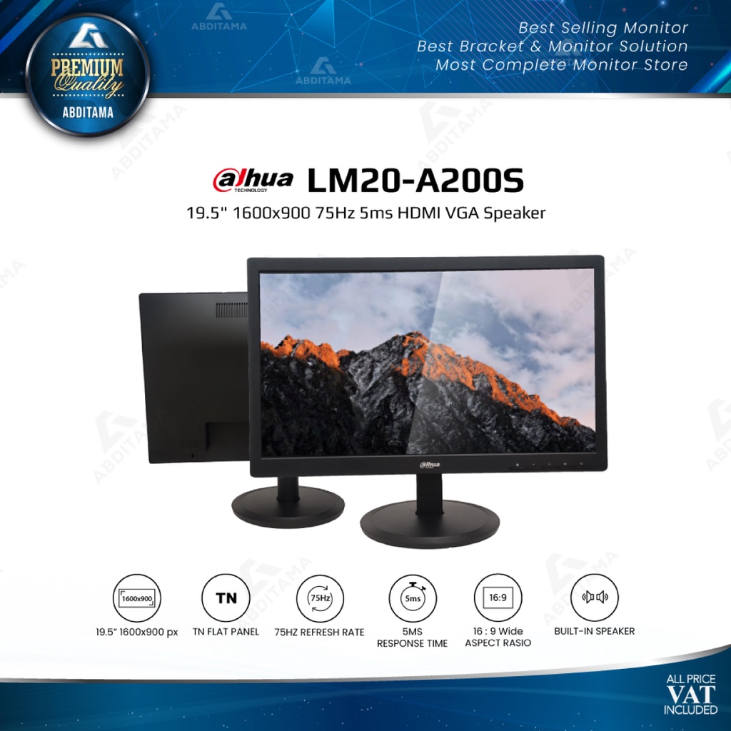 Jual Monitor LED DAHUA LM20-A200S 19.5" 1600x900 75Hz 5ms HDMI VGA Speaker | Shopee Indonesia