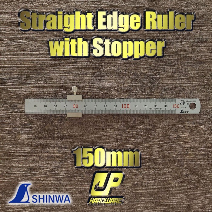 Jual SHINWA stainless steel ruler with stopper | Shopee Indonesia