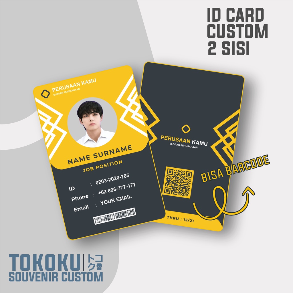 Jual (PROMO) ID CARD CUSTOM / NAMETAG CUSTOM BISA BARCODE | Shopee ...