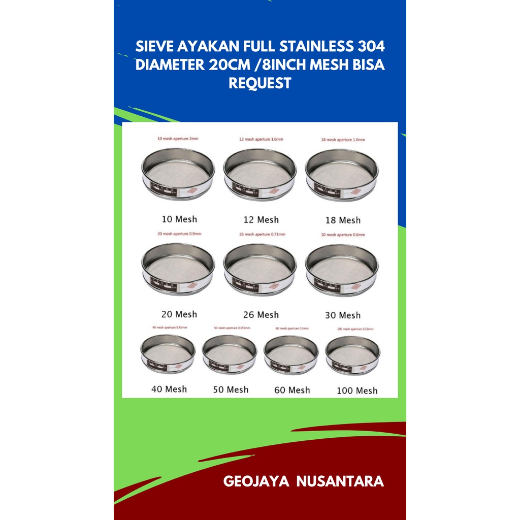 Jual Sieve Ayakan Full Stainless 304 diameter 20cm /8inch mesh bisa ...