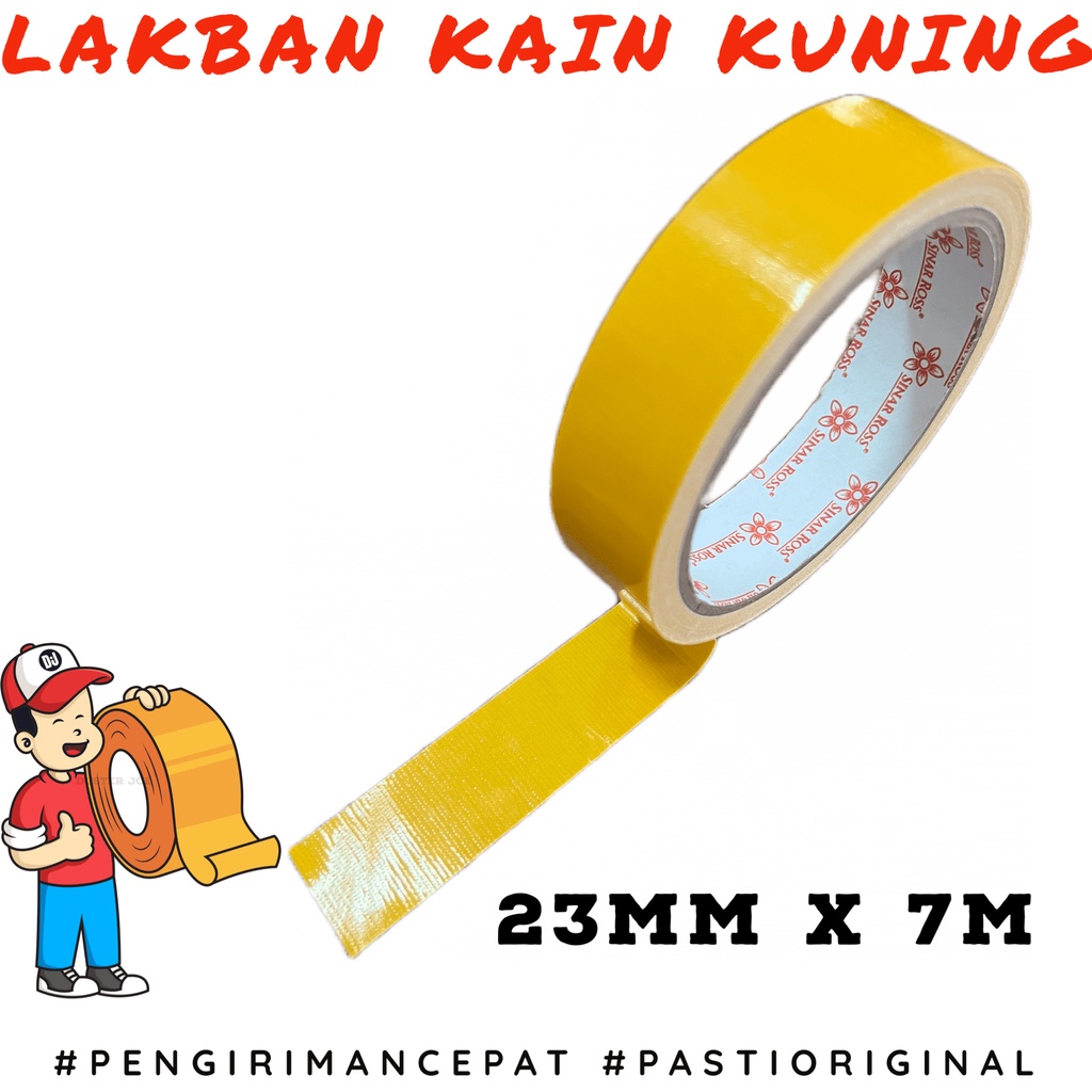 Jual Lakban Kain Kuning Sinar Ross 1 inch 10 Yard / Cloth Kuning PER 1 ...