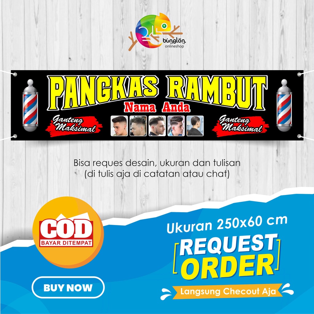 Jual Spanduk, Banner Pangkas Rambut Ganteng Maksimal Bisa Custom Nama ...