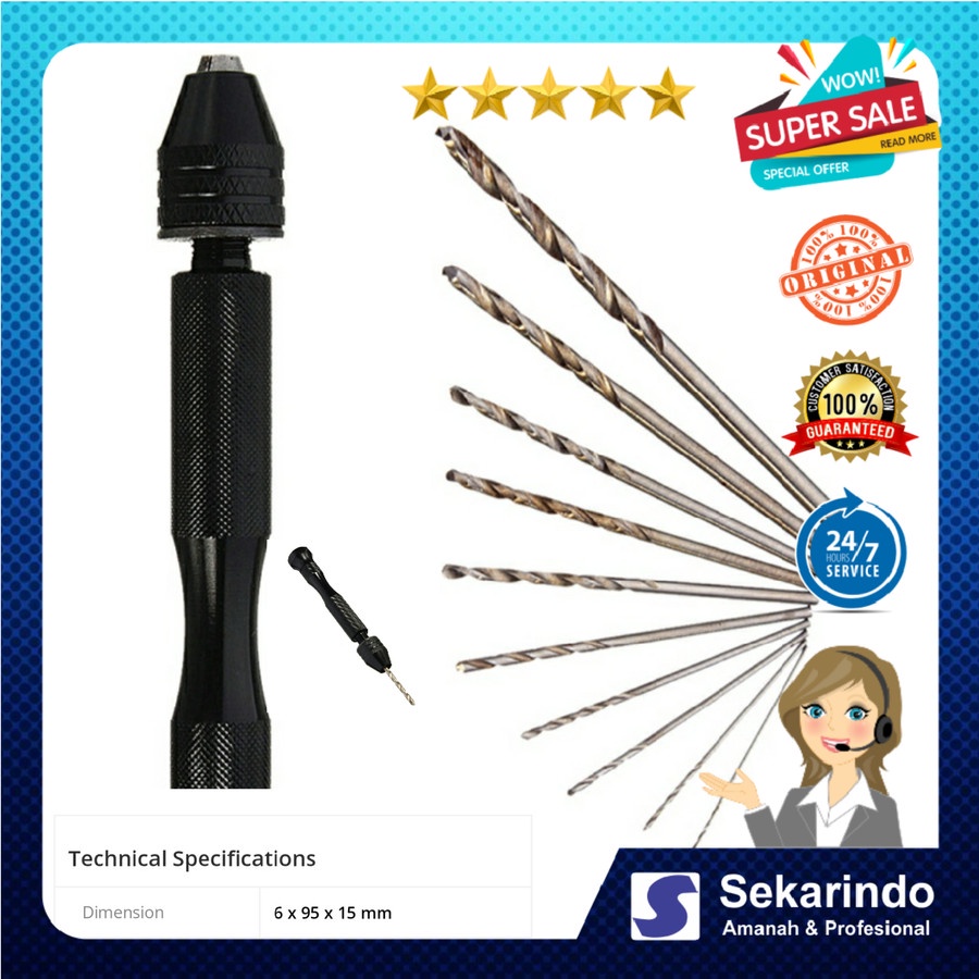Jual mini bor tangan manual portable twist drill 10 matabor | Shopee ...