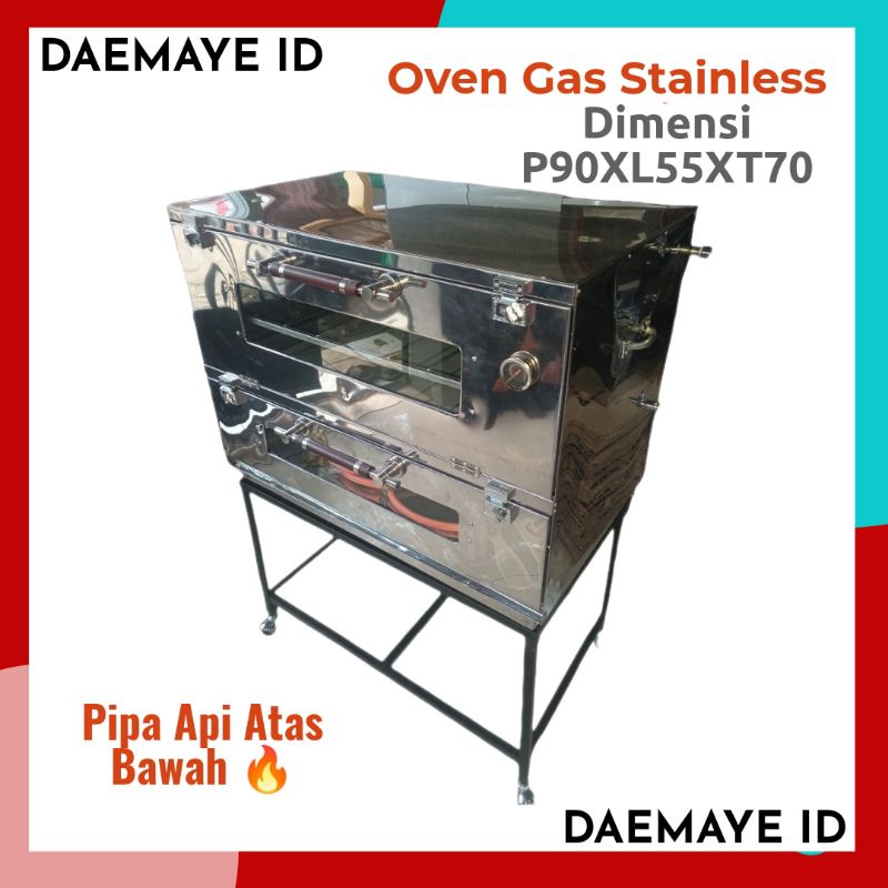 Jual Oven Gas Stenlis/Api Atas Bawah/Ukuran 90x55x70 cm | Shopee Indonesia