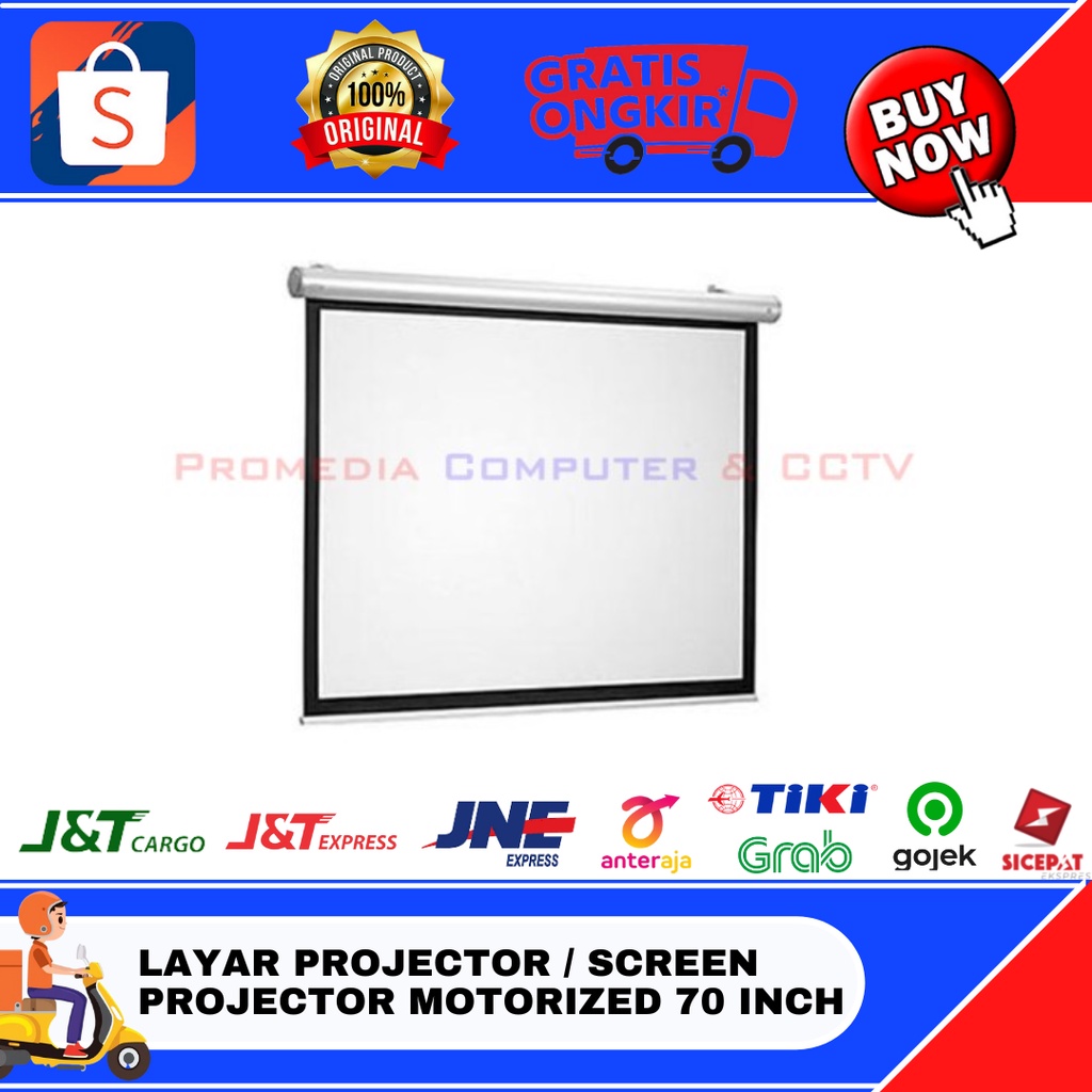 Jual LAYAR PROJECTOR / SCREEN PROJECTOR MOTORIZED 70 INCH | Shopee ...