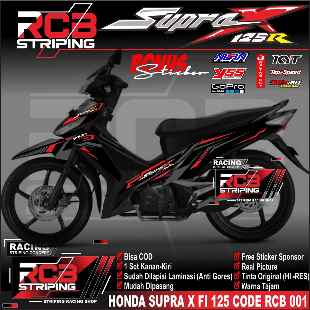 Jual Sticker Stiker Motor Honda Supra X 125FI Striping Variasi Supra X ...