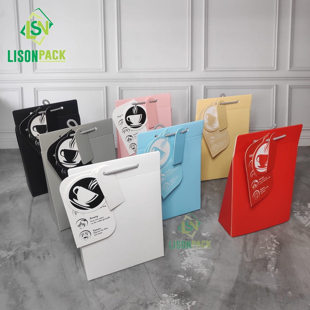 Jual Kemasan Box Coffee Segitiga FREE Hangtag | Box Coffee Warna | Box ...