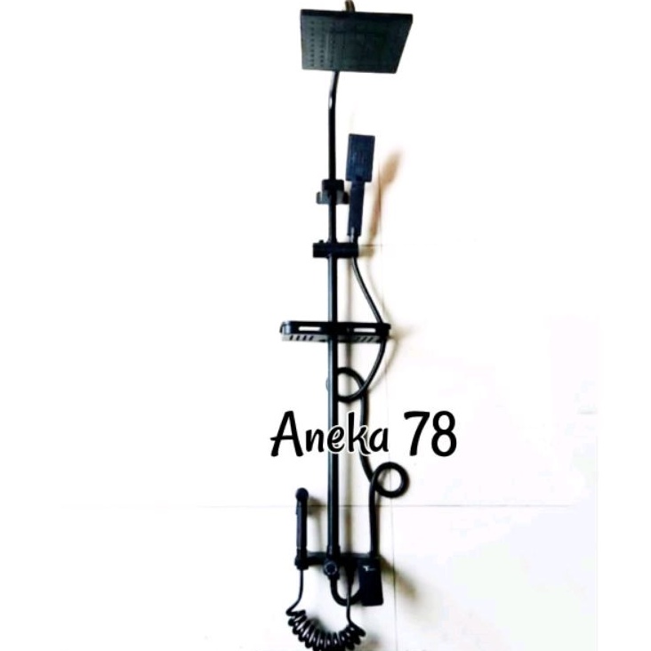 Jual SHOWER COLUMN SET KRAN PANAS DINGIN FULL HITAM KOTAK MINIMALIS ...