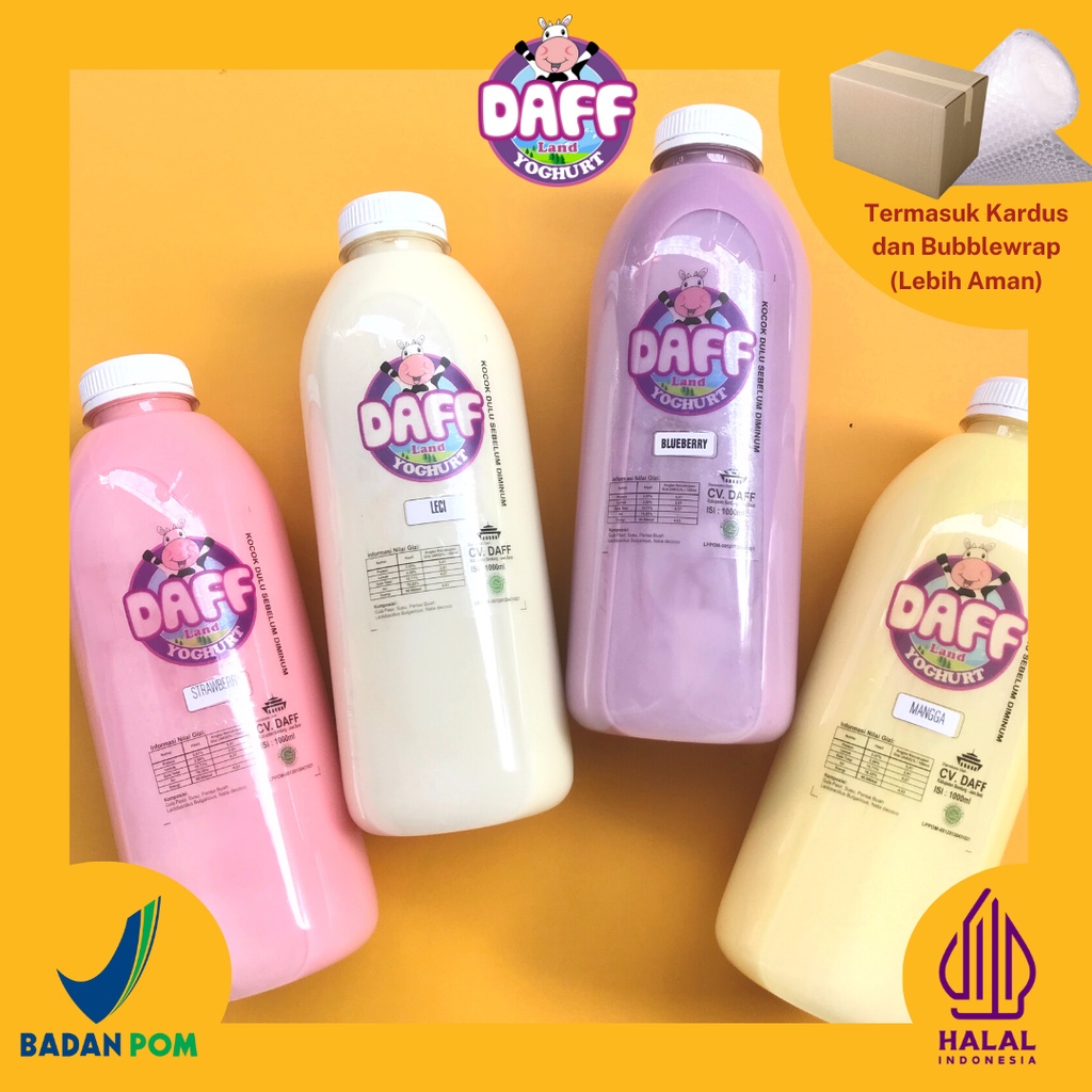 Jual (BPOM) PREMIUM YOGURT THICK 1 LITER BOTOL | DAFF YOGHURT | YOGURT ...