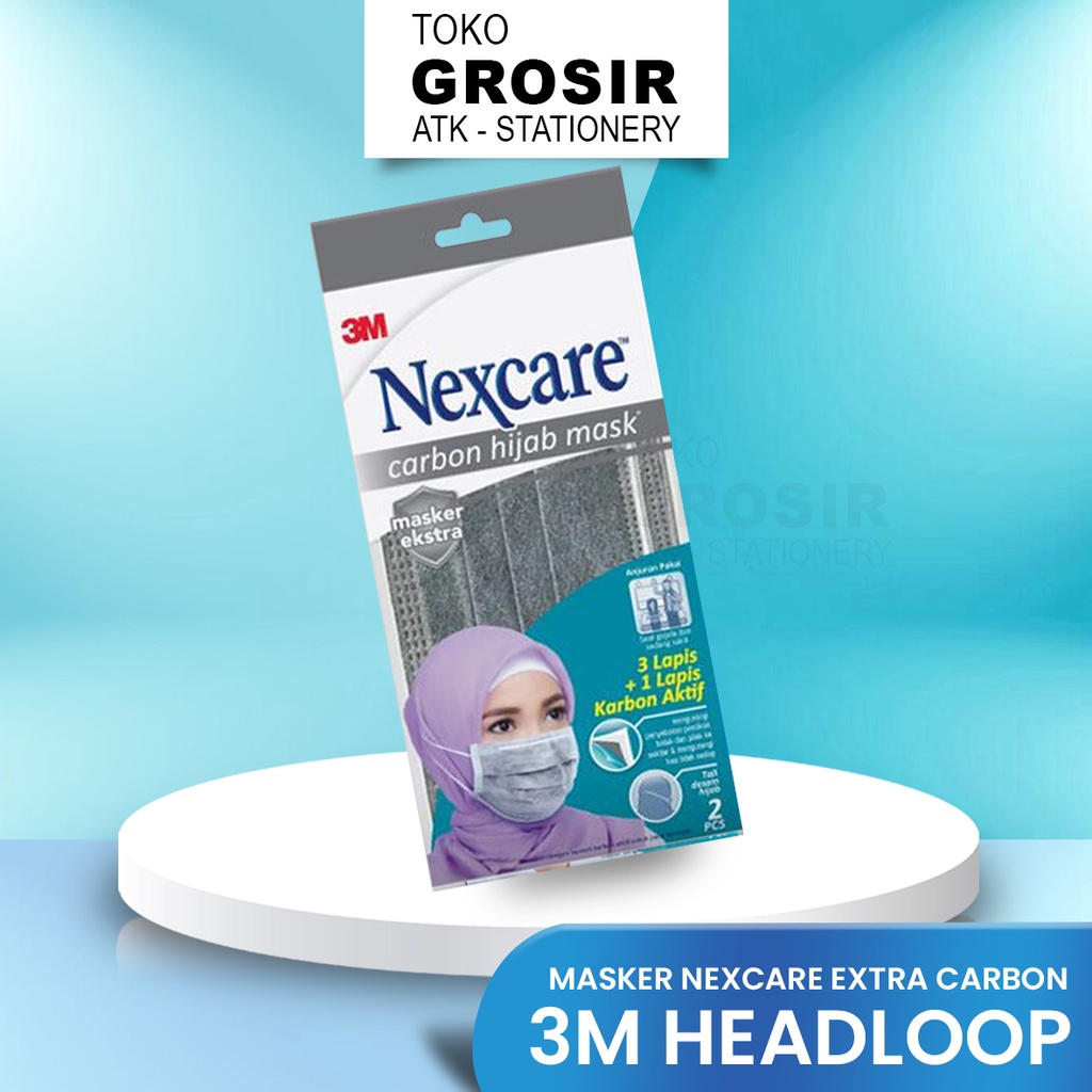 Jual 3M Masker Nexcare Extra Carbon Headloop Mask 4 Ply (FOR HIJAB ...