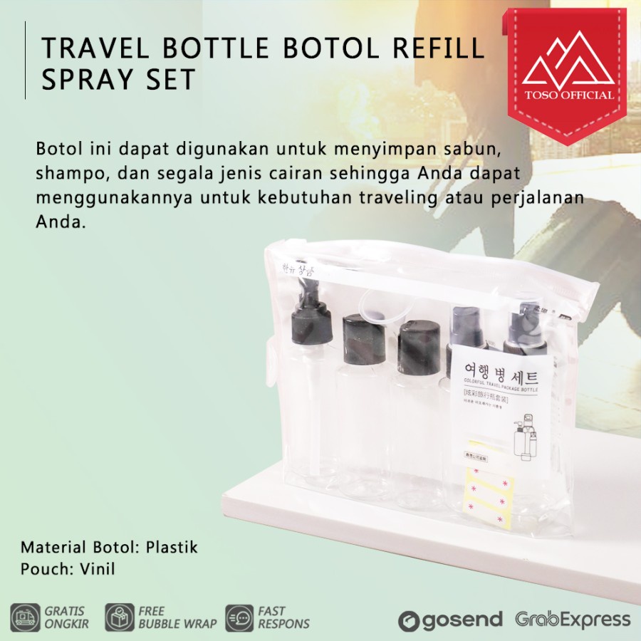Jual TRAVEL BOTTLE BOTOL REFILL SPRAY SET SABUN CAIR CAIRAN SHAMPOO ...
