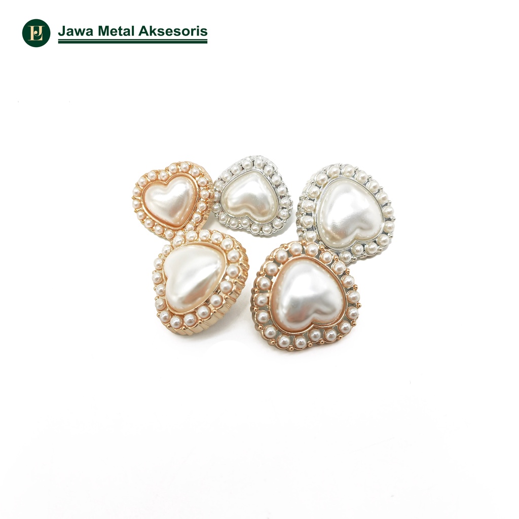 Jual Jawa Plastic Button Kancing Hati Mutiara Heart Love Mewah Elegan ...