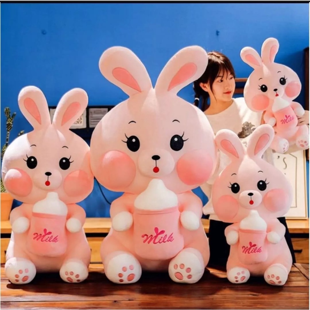 Jual Boneka rabbit lucu pegang dot susu / boneka kelinci bottle milk ...