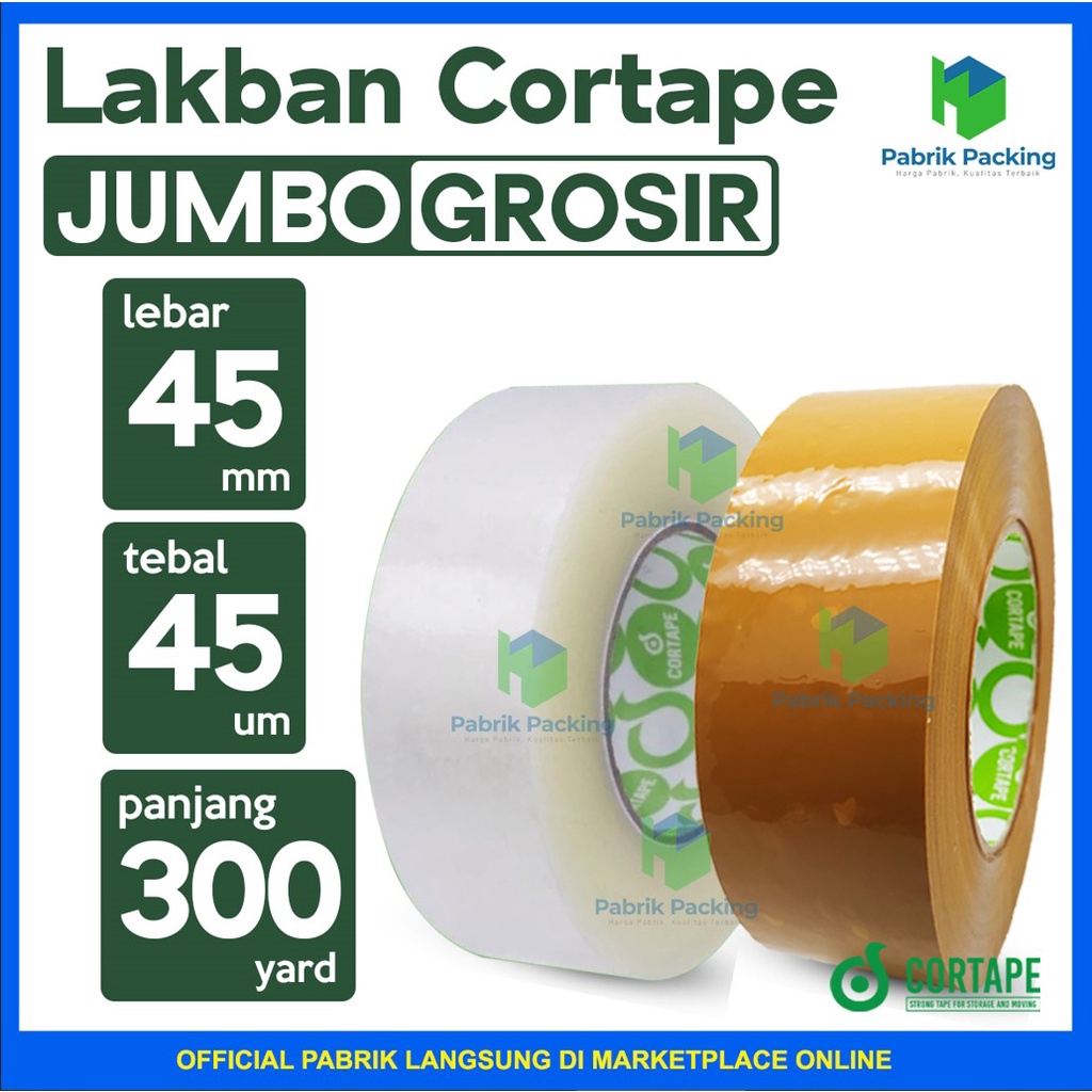 Jual Lakban / Isolasi Cortape Ukuran 45mm x 300 Meter Satuan Jumbo ...