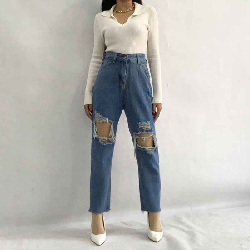Jual [luxe Dlabel] E68 Jeans Celana Jeans Highwaist Wanita Celana