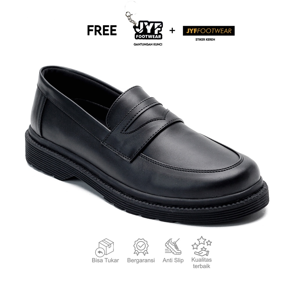 Jual JYF - High Black Sepatu Loafers Pria Formal Kantor Kerja Kuliah ...