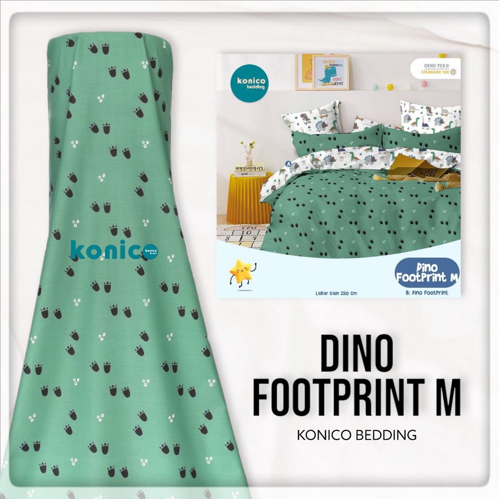 Jual KONICO Bahan Kain Sprei katun Motif tabur Anak DINO FOOTPRINT M | ELBHE STAR CATRA GROW ...