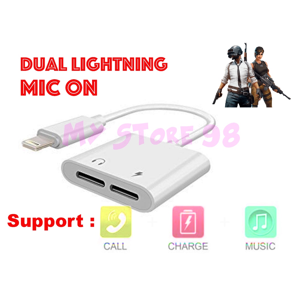 Jual Dual Connector Lightning For Charging and Headset | Shopee Indonesia