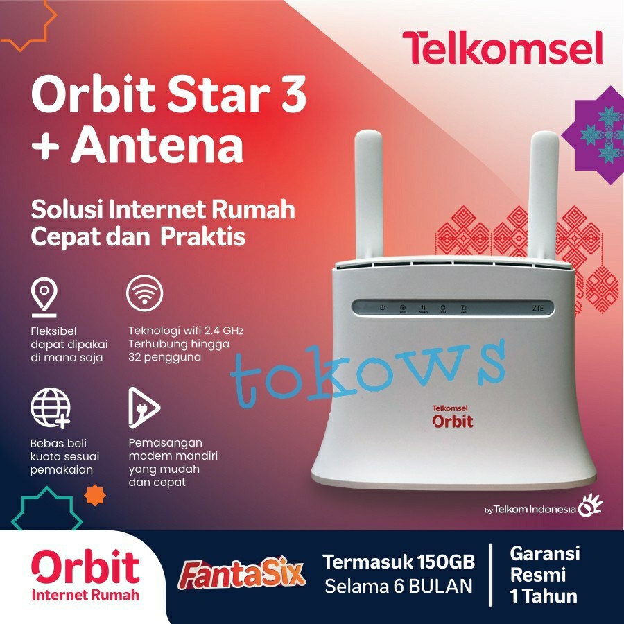 Jual MODEM WIFI TELKOMSEL ORBIT STAR 3 ZTE MF283U FREE 150GB + Antena ...