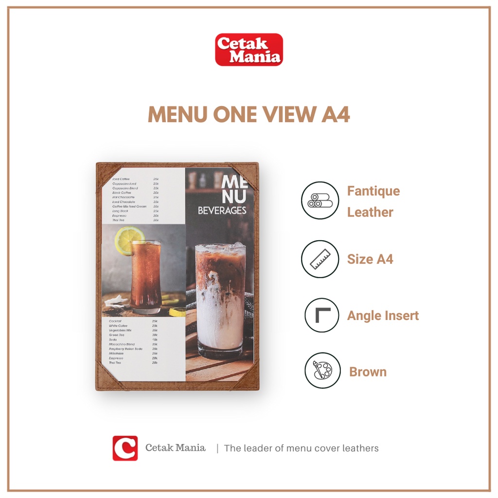 Jual MENU KULIT COFFEE SHOP ONE VIEW & TWO VIEW A4 A3 - BUKU MENU KULIT ...