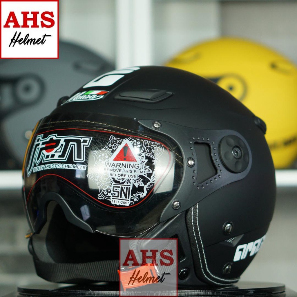 Jual HELM JPN MOMO KACA PILOT HALFFACE FULL LEHER SNI | Shopee Indonesia
