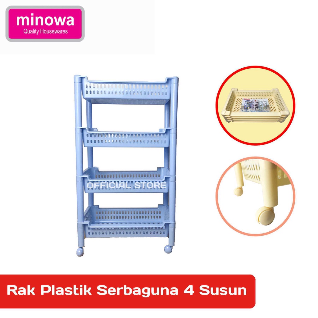 Jual Minowa Rak Susun Plastik Ukuran Besar / Rak Serbaguna Susun 4 ...