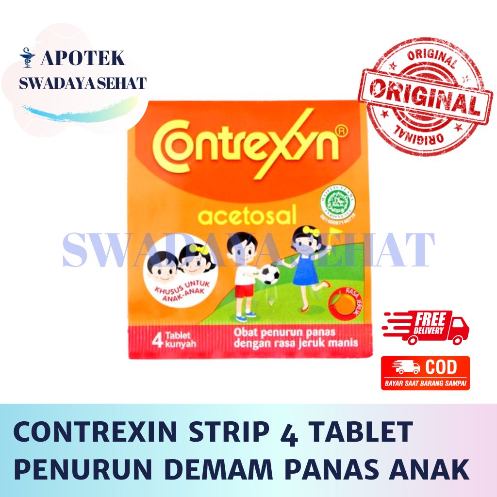 Jual CONTREXIN STRIP 4 TABLET KUNYAH - Penurun Demam Panas Anak ...