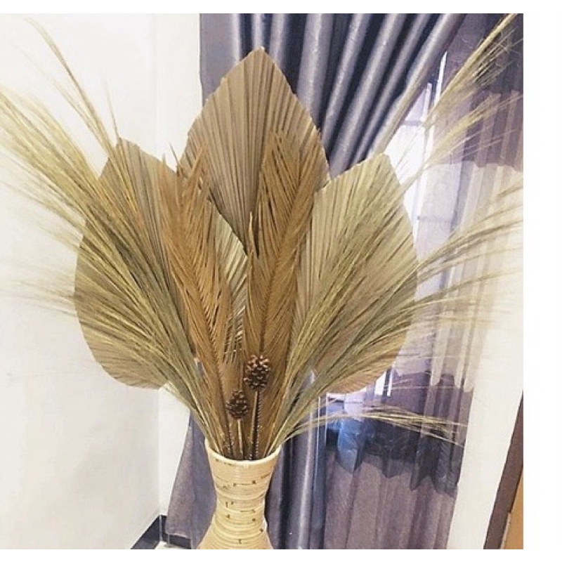 Jual PAKET HEMAT DAN VAS ROTAN 70CMPAMPAS+DAUN PALEM KERING+BUNGA ...