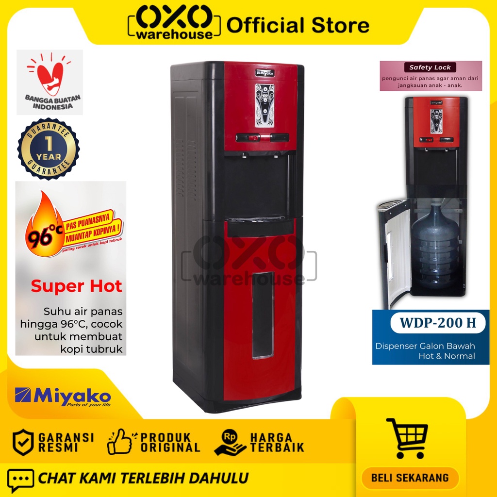 Jual MIYAKO Dispenser WDP-200 H Galon Bawah Low Watt Garansi Resmi ...