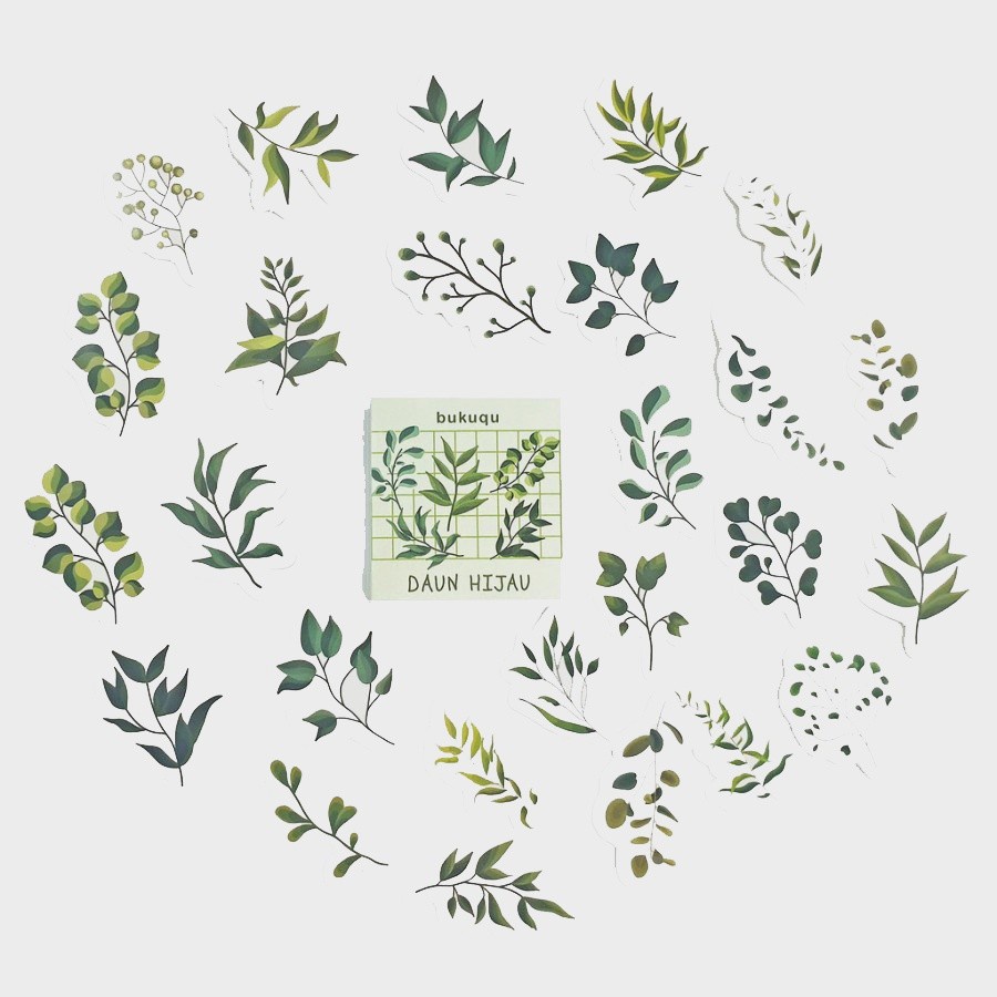 Jual Bukuqu Stiker Journal SJ006 Daun-Hijau untuk Notebook, Planner ...