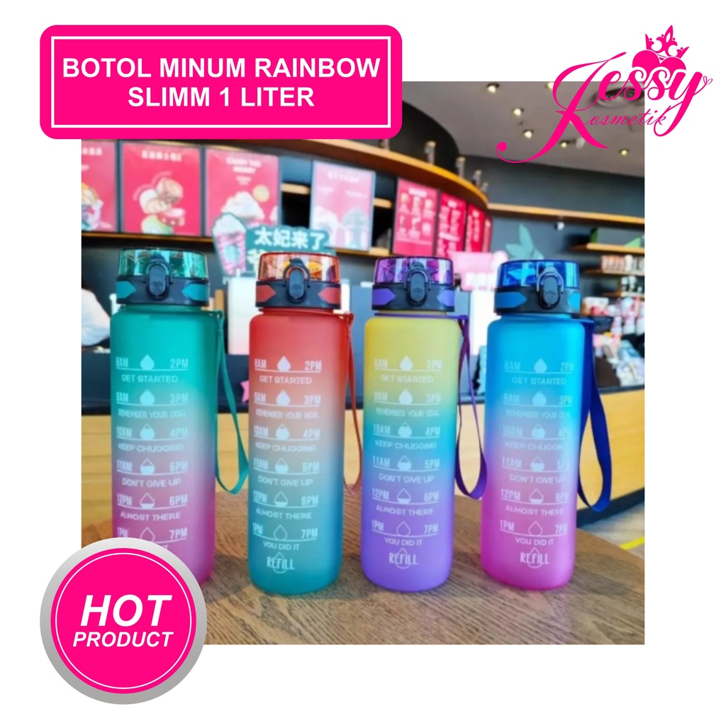 Jual [600gr] T555 | NEW BOTOL MINUM RAINBOW SLIM 1LITER | Botol Rainbow ...
