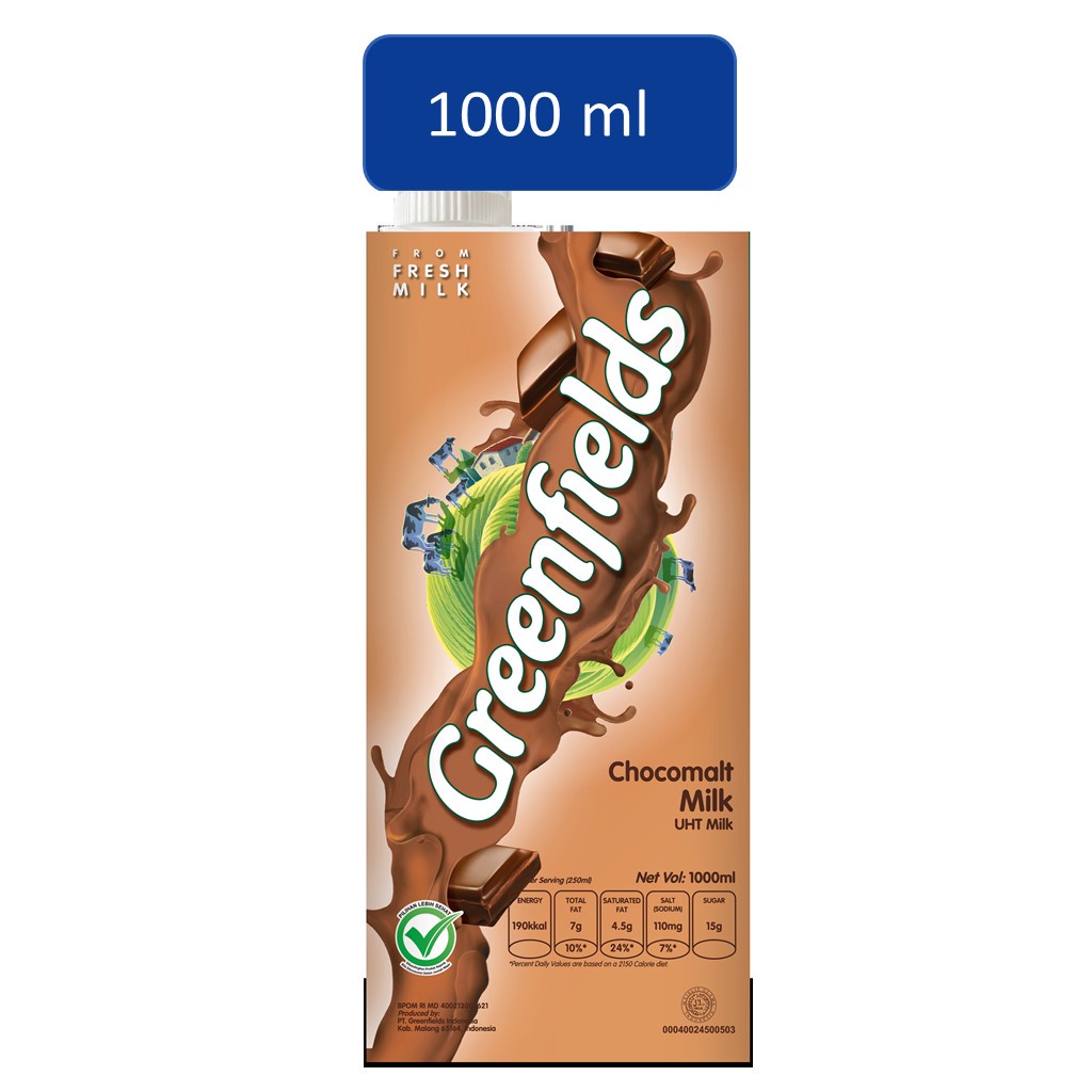 Jual Greenfields UHT Milk Choco Malt 1000 ml | Shopee Indonesia