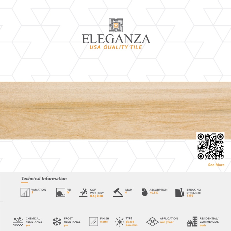 Jual Eleganza Tile Acacia Maple Wood Look Tile QDC6159082 15 x 60 cm ...
