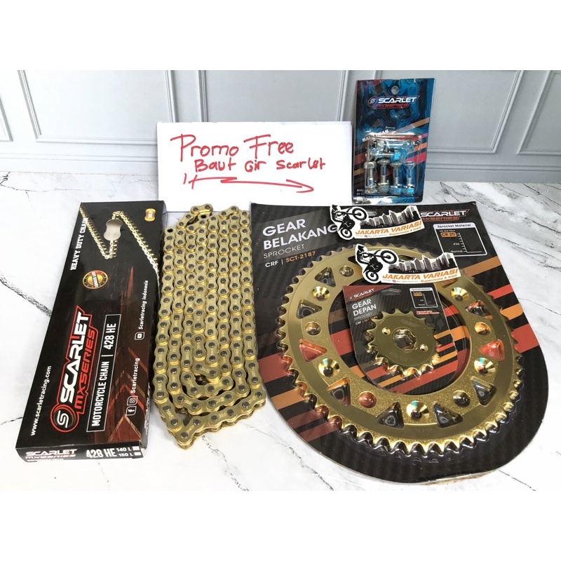 Jual gear set crf 150l scarlet harian trabas supermoto ukuran gear 428 ...