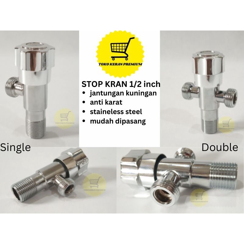 Jual Stop Kran wc keran closet Jantung kuningan 1/2 inch | Shopee Indonesia