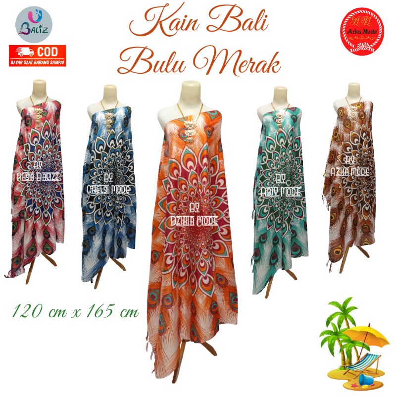 Jual Kain Bali Pantai - Kain Bali Motif Bulu Merak Rumbai Standar ...
