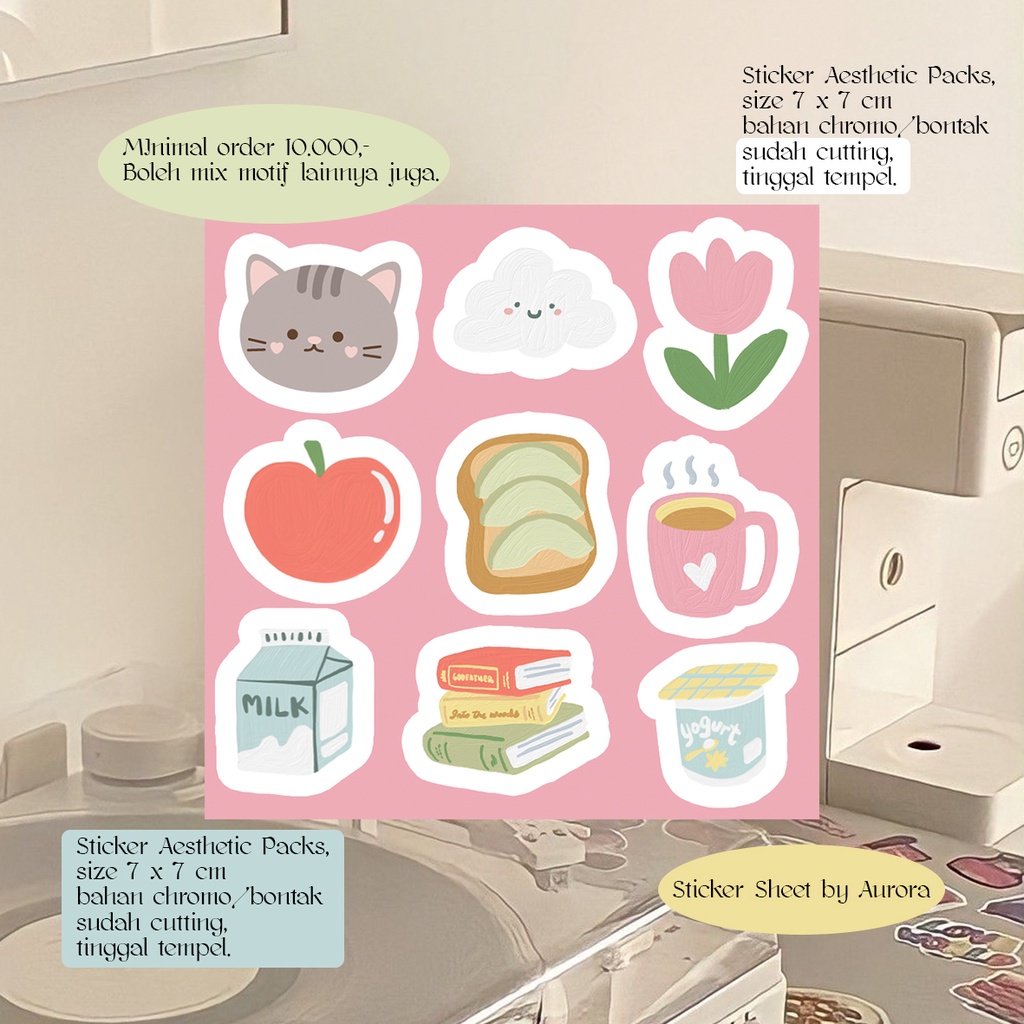 Jual (Part 3) Sticker Aesthetic Cute Bear momo sticker jurnal sticker ...