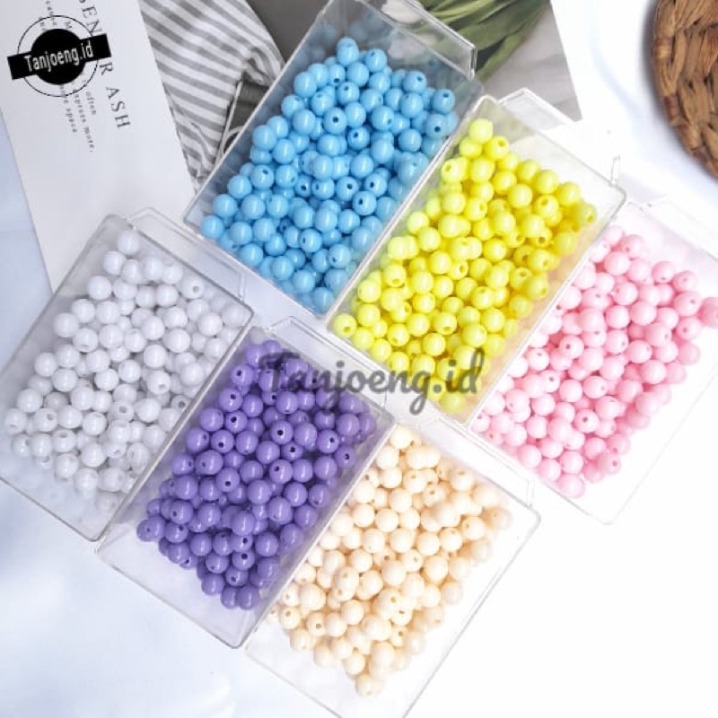 Jual (20 gr)Manik Mote Akrilik Bulat 4/6/8 mm Manik Kapur Manik Mote Susu Bahan Kerajianan DIY ...