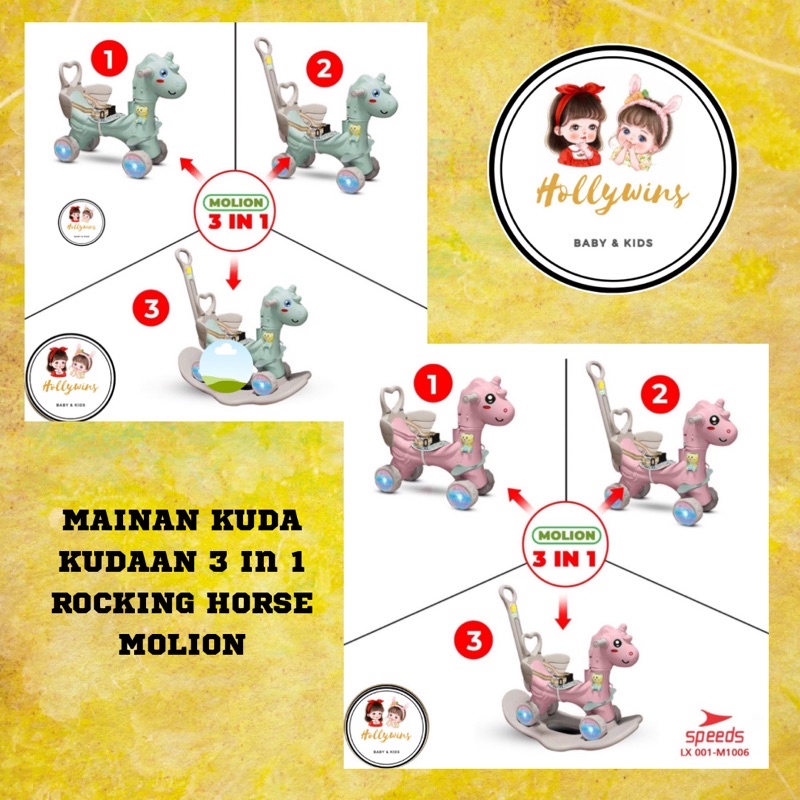 Jual MAINAN KUDA KUDAAN 3 in1 ROCKING HORSE MOLION M1006 | Shopee Indonesia