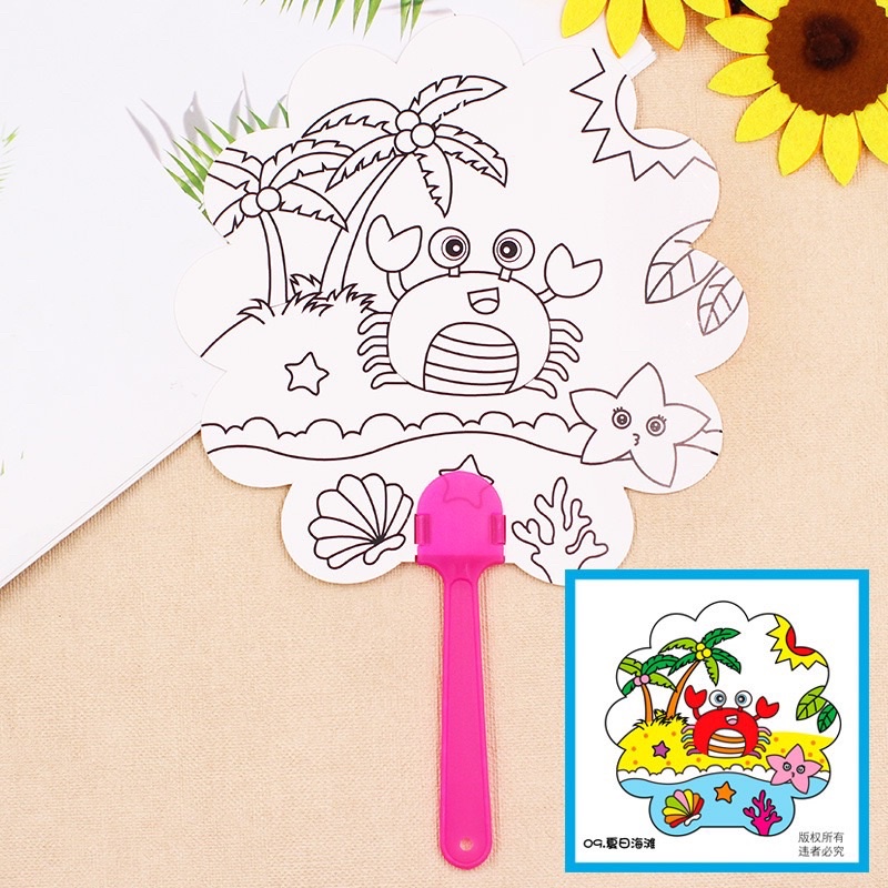 Jual MAINAN EDUKASI ANAK MEWARNAI KIPAS MOTIF / DIY MEWARNAI KIPAS ...