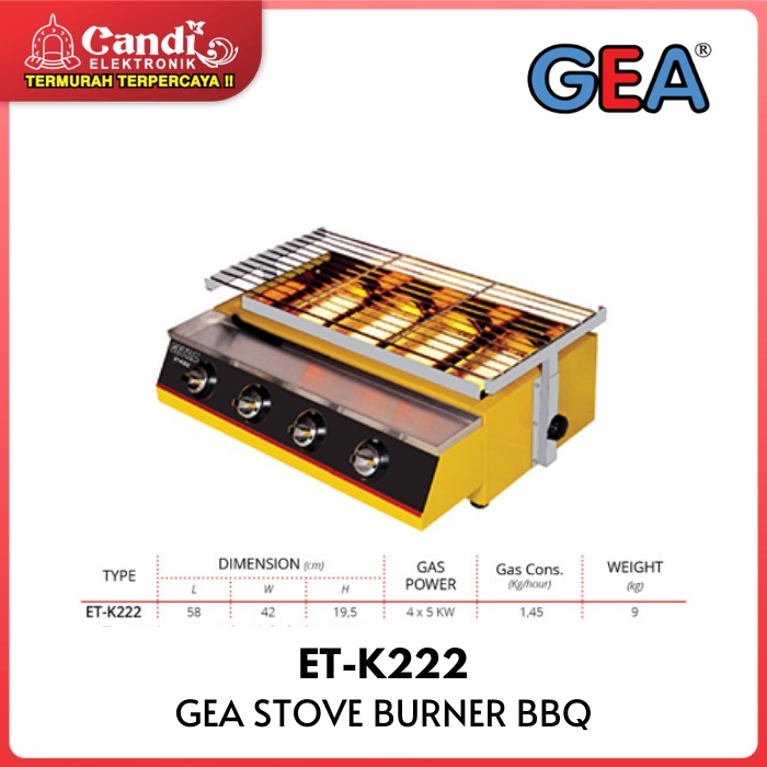 Jual GEA Getra Stove Burner BBQ Bakaran 4 Tungku ET-K222 | Shopee Indonesia