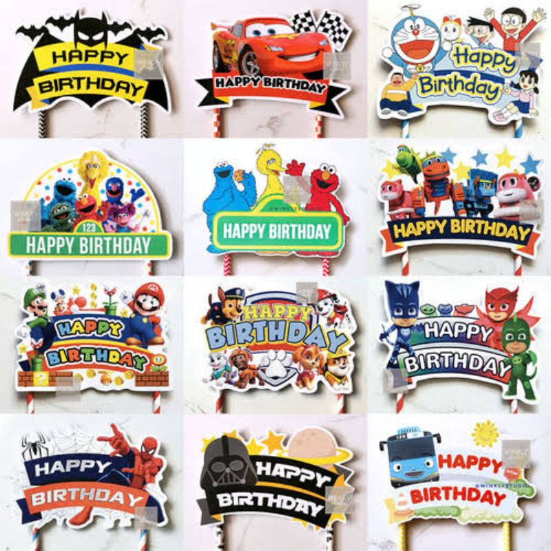 Jual Cake Topper Kue Tart / Hiasan Kue Ulang Tahun Anak animasi ...
